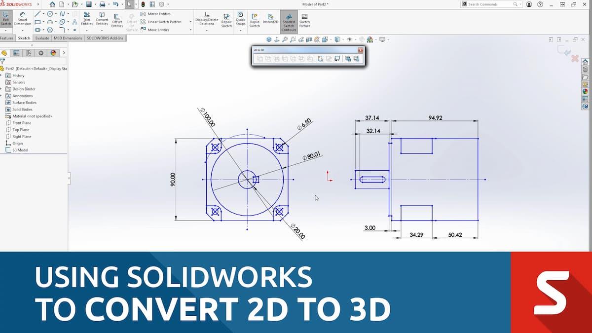 Convert 2D to 3D in SOLIDWORKS