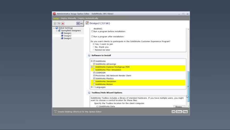 What's New in SolidWorks 2013 - Push Install Uninstall