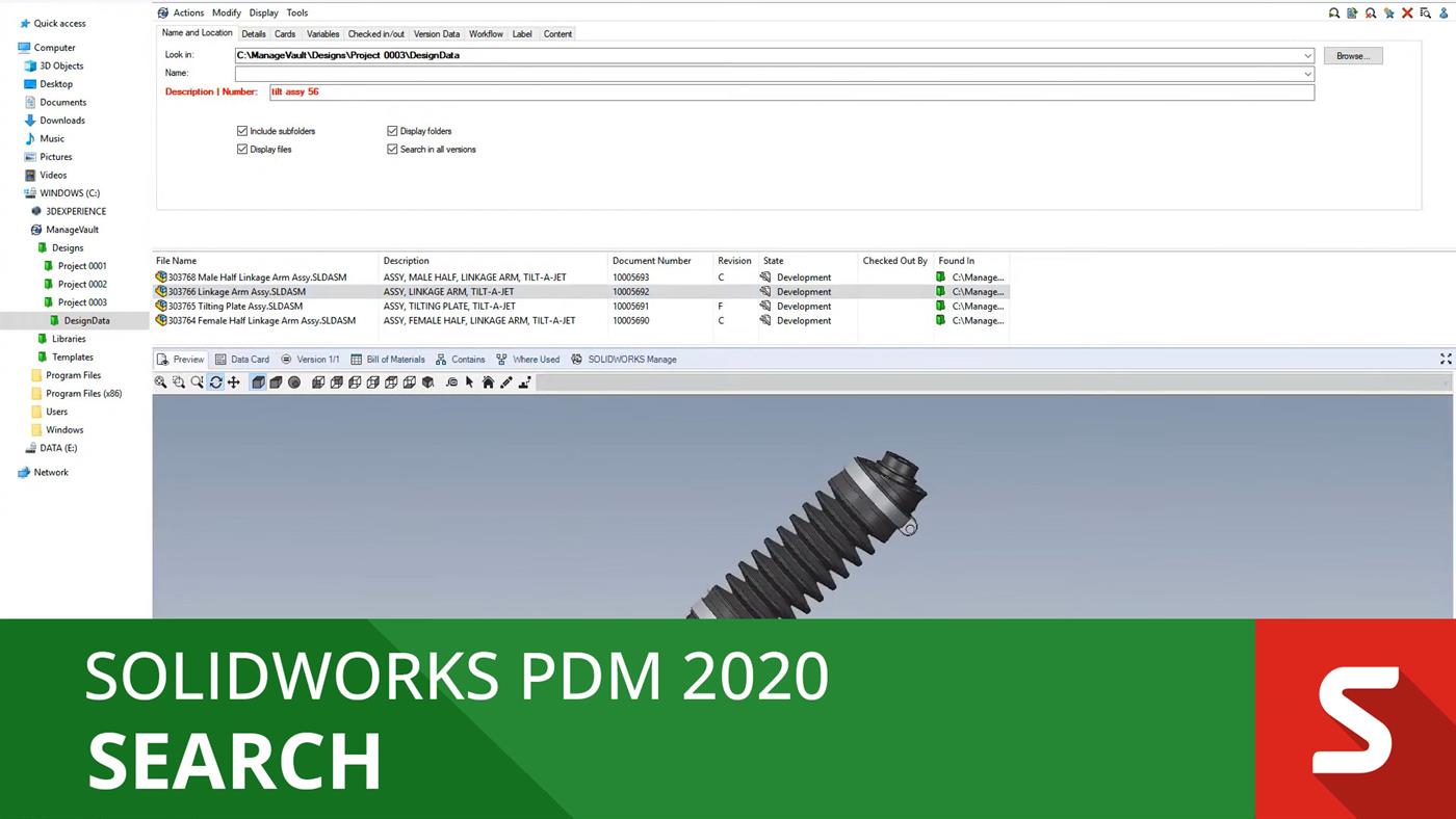 What's New In SOLIDWORKS PDM 2020 - Search