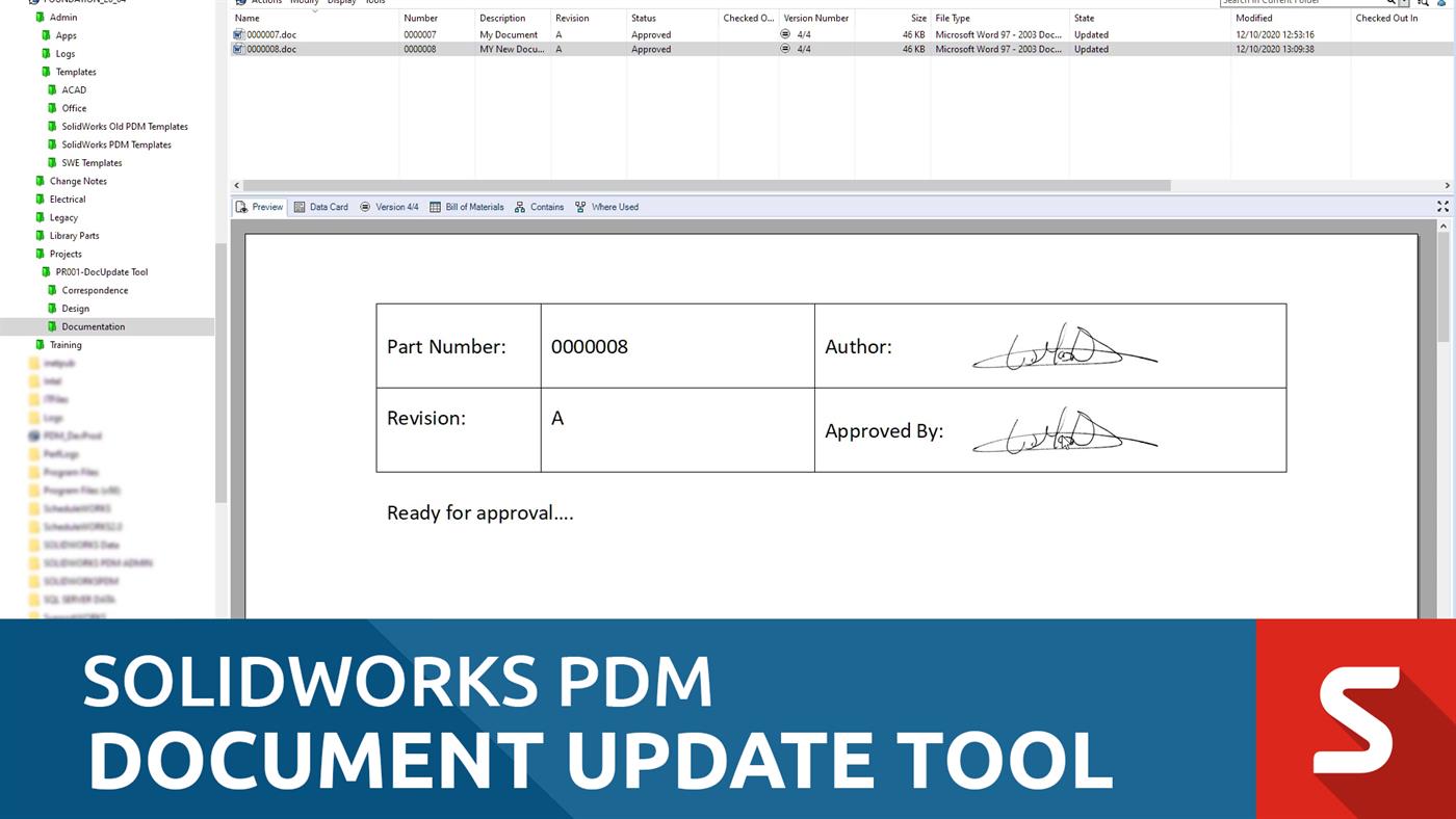 SOLIDWORKS PDM - Document update tool