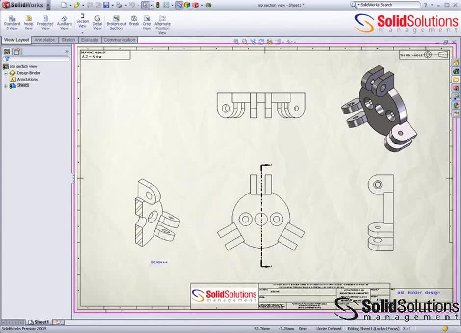 Isometric Section View and 3D Drawing View