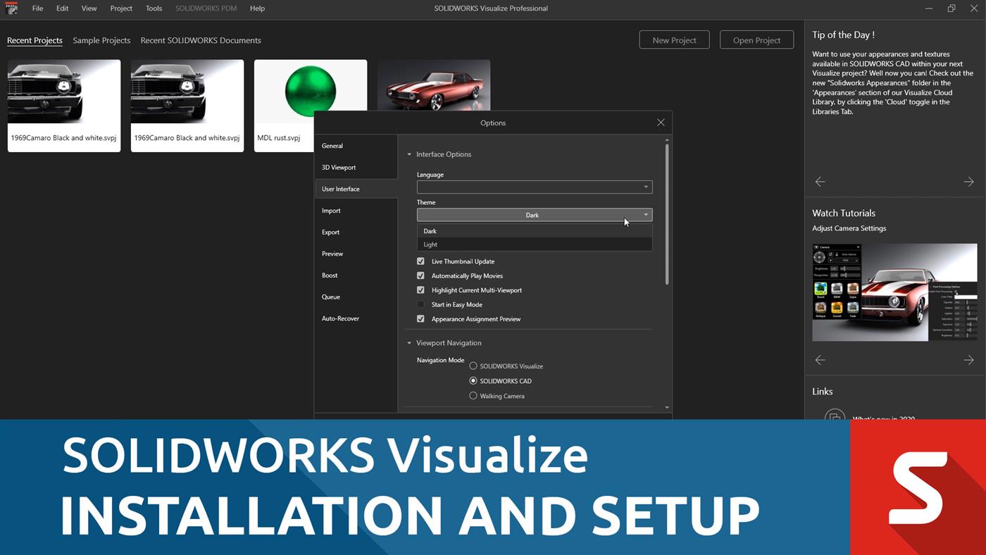 SOLIDWORKS Visualize Installation and Setup