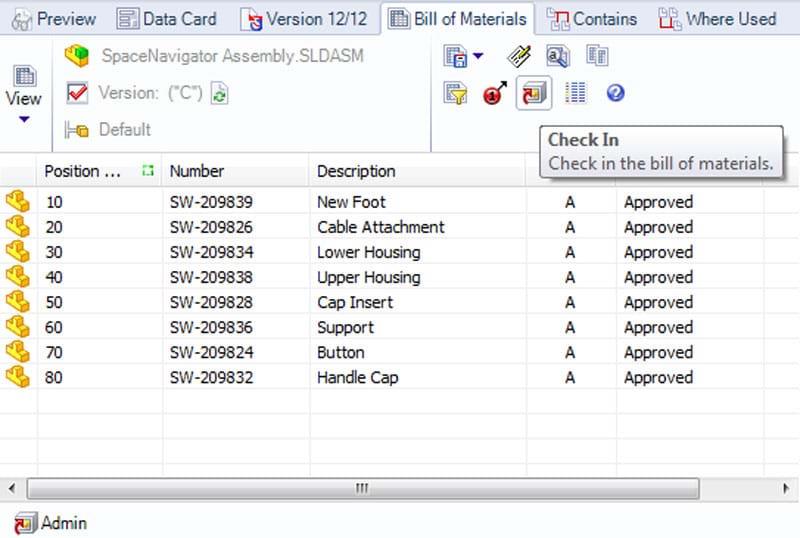 Bill Of Materials in SOLIDWORKS PDM