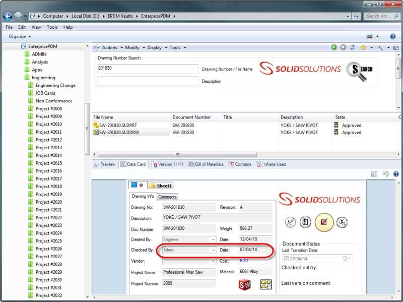 Electronic Signature in SOLIDWORKS PDM