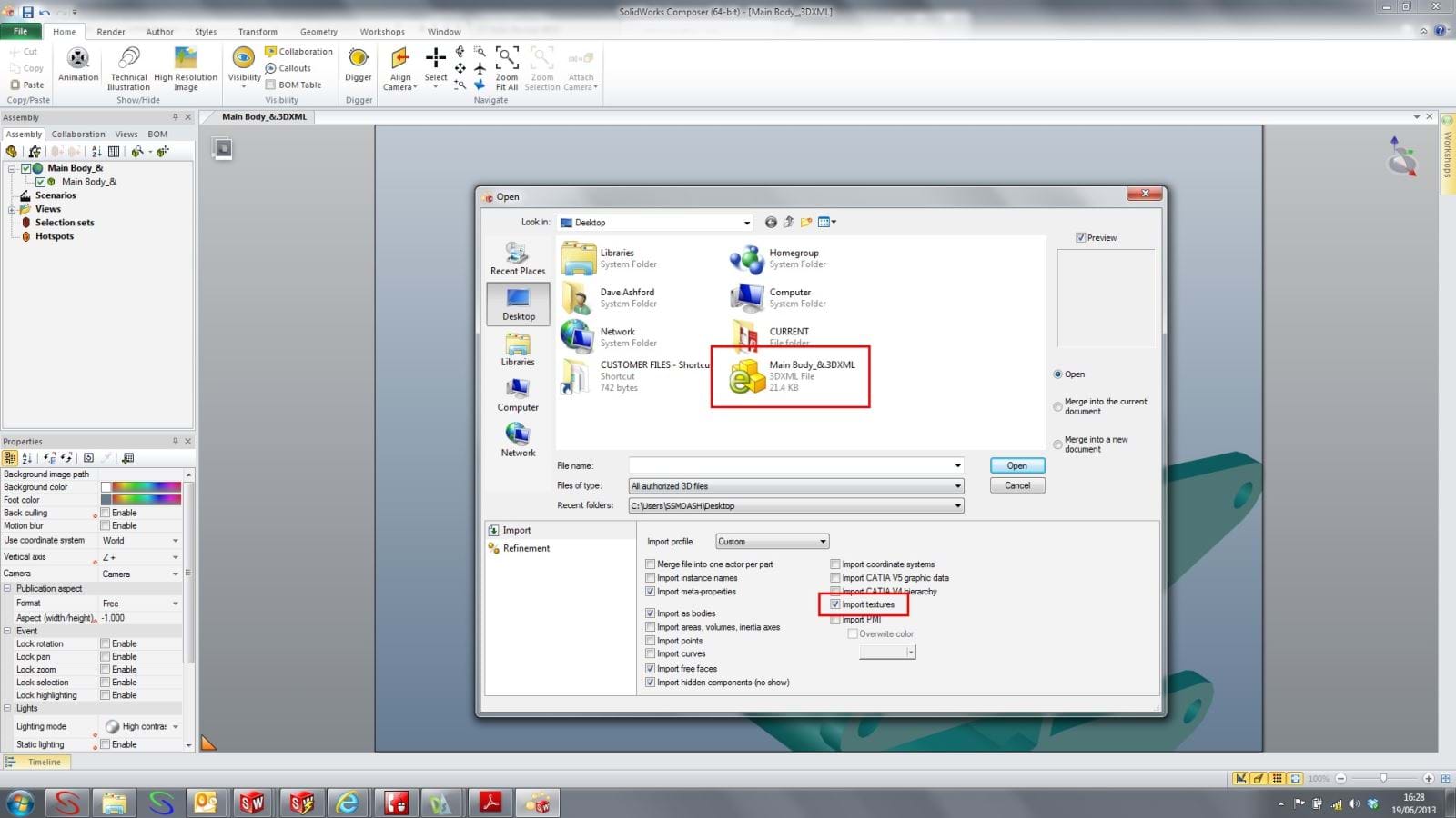 Bring appearances through to SOLIDWORKS Composer