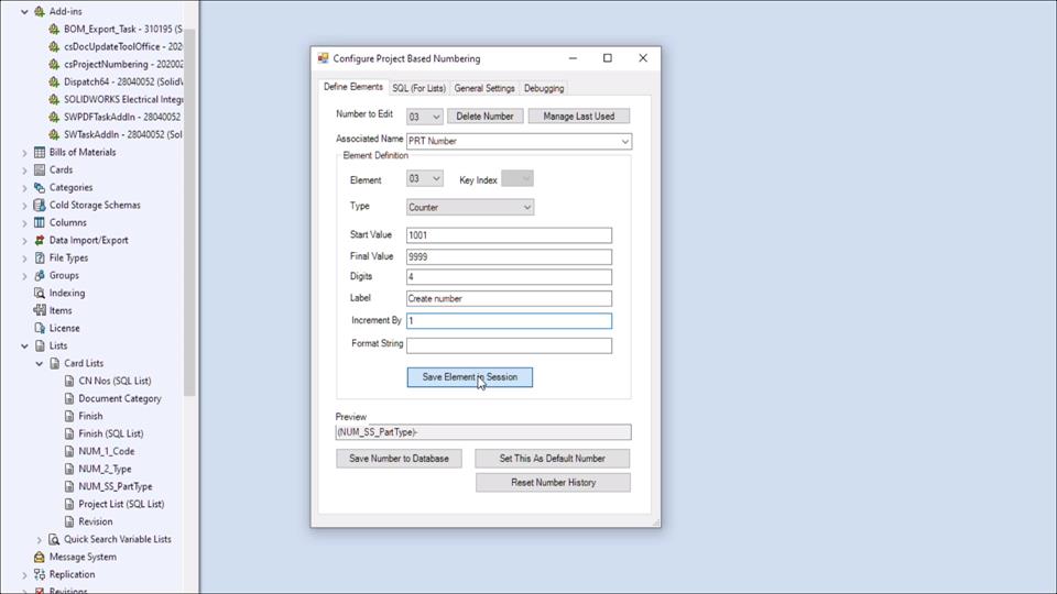 Part Numbering in SOLIDWORKS PDM Professional