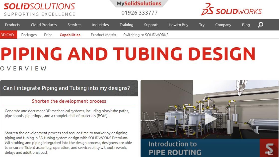 Piping and Tubing Design Capabilities in SolidWorks