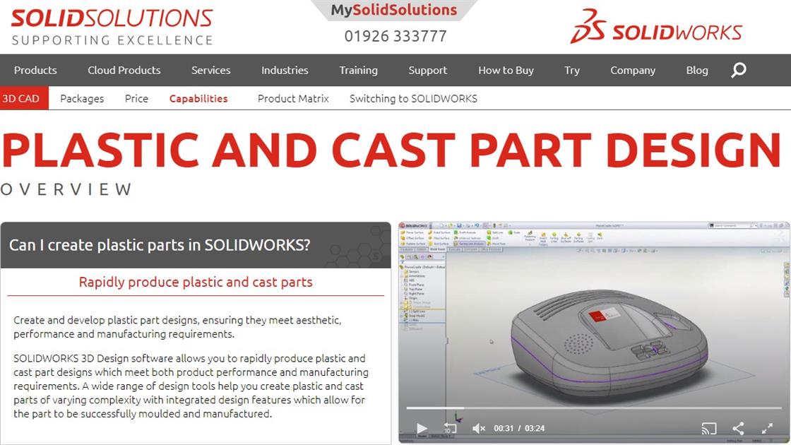 Plastic and Cast Part Design Capabilities in SolidWorks