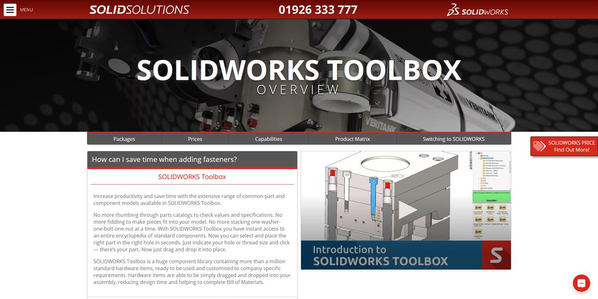 SolidWorks 3D CAD Toolbox Design Library Capabilties