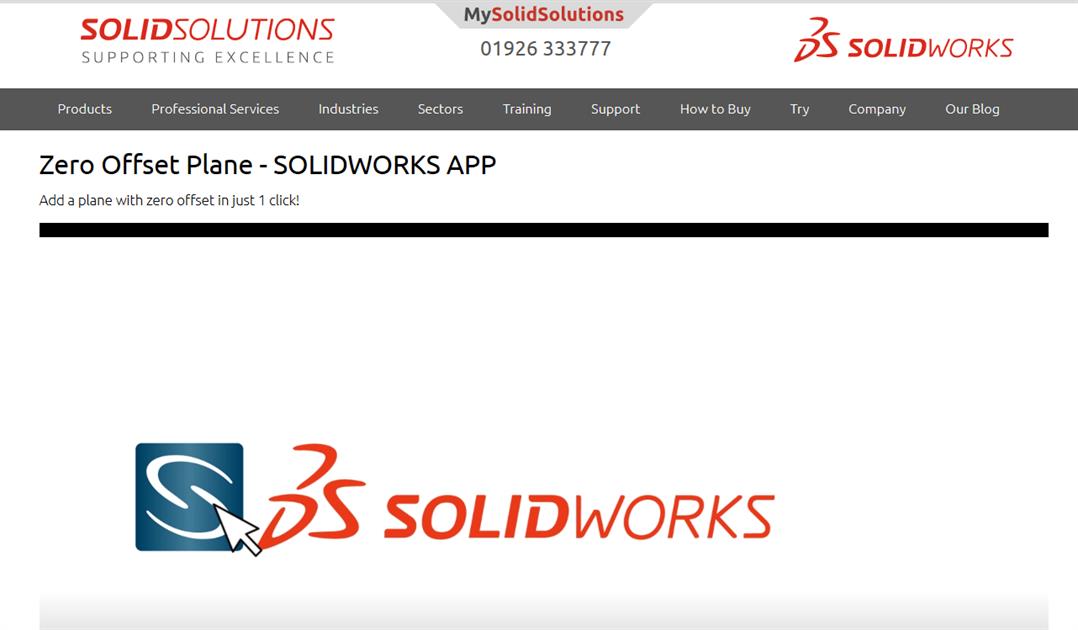 Zero Offset Plane - SolidWorks APP | Solid Solutions