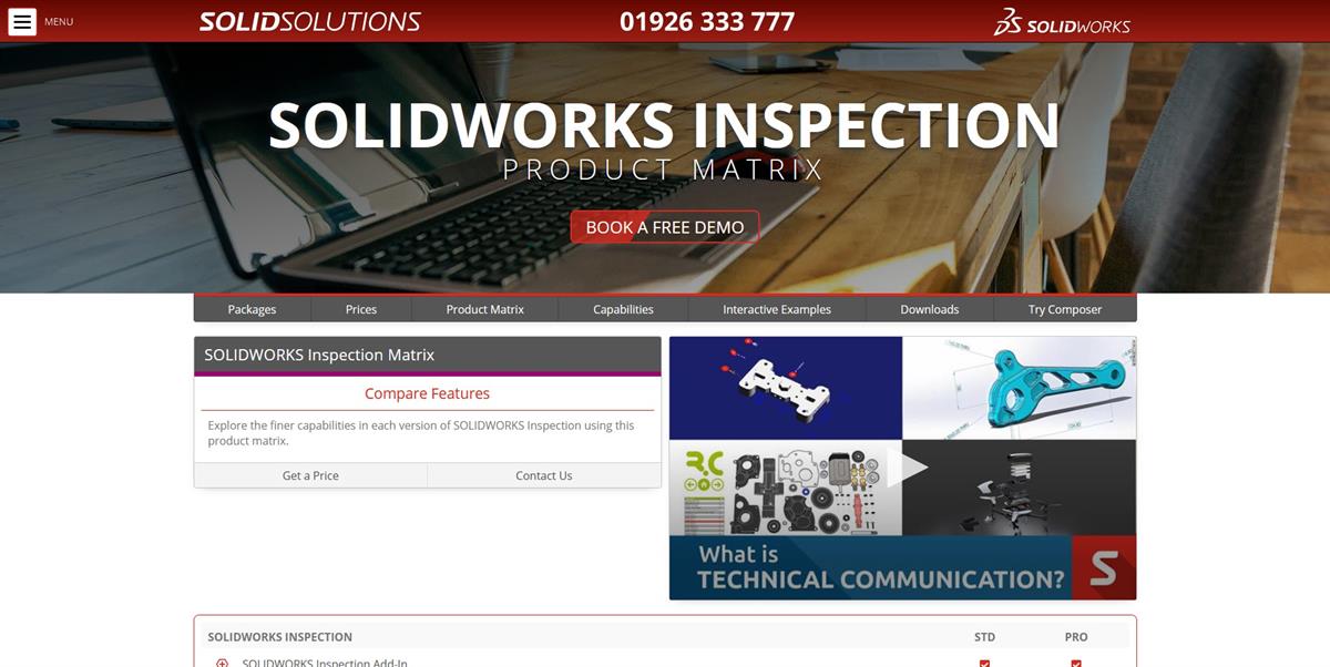 SolidWorks Inspection Product Matrix | Solid Solutions