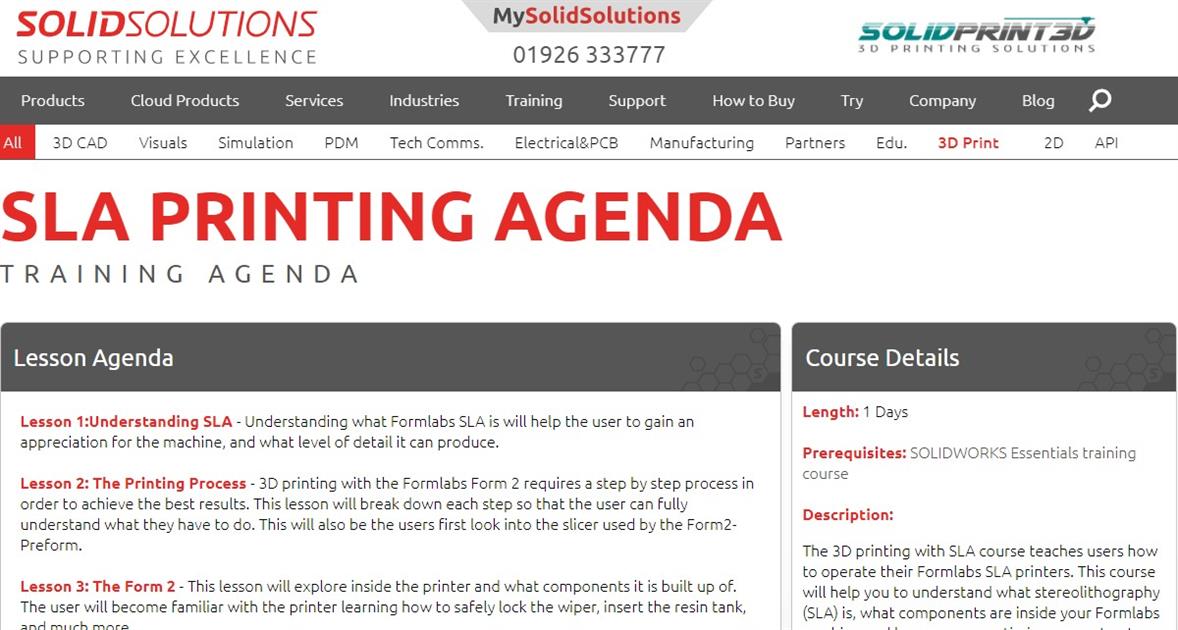 SLA Printing Agenda