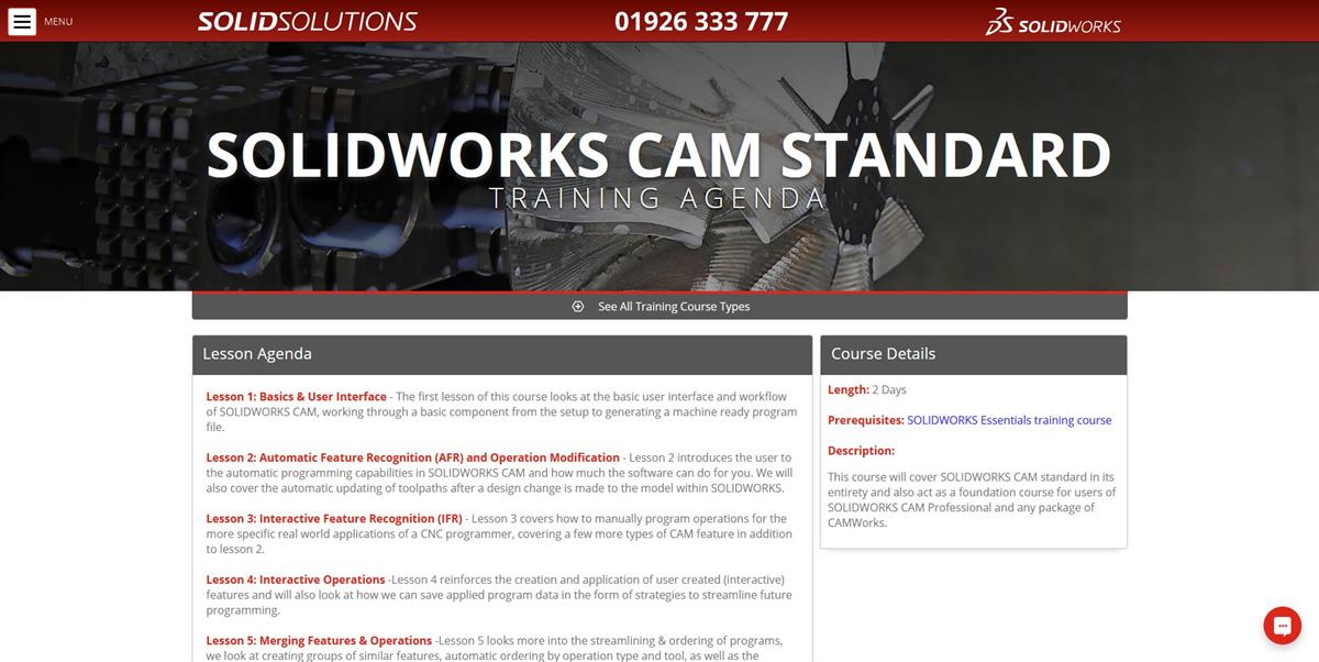SOLIDWORKS CAM Standard Training Agenda